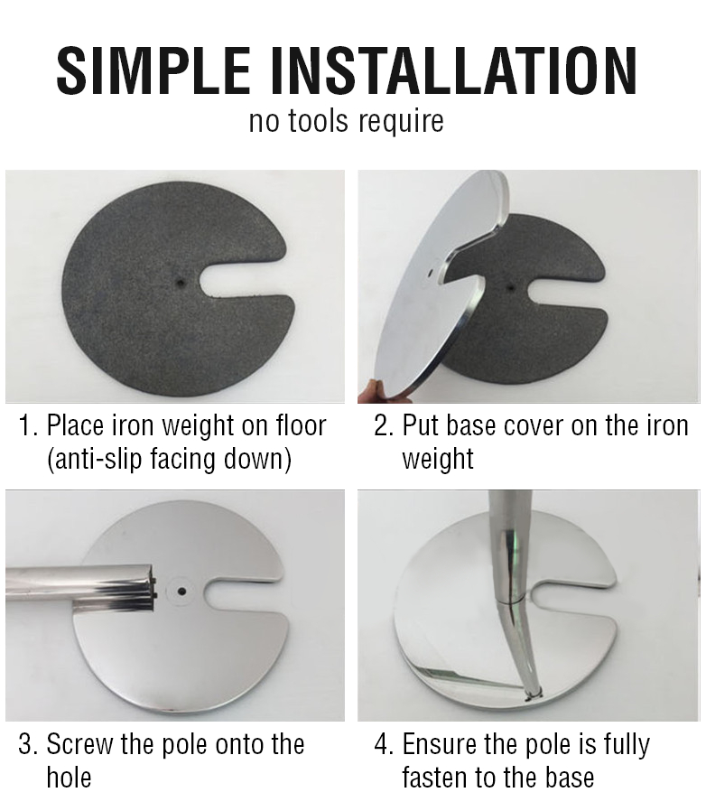 U-Base Stainless Steel Retractable Queue Pole | Stackable Queue Standee ...