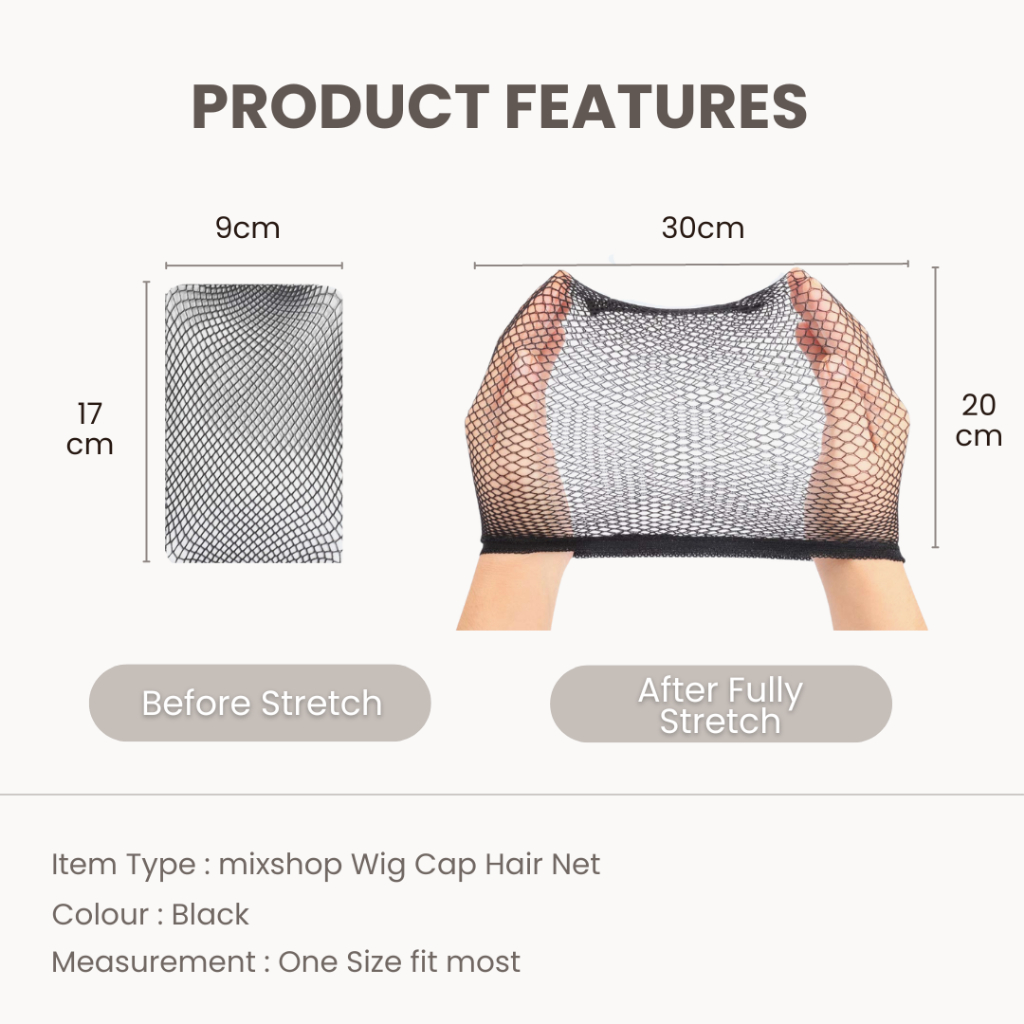 mixshop Elastic Weaving Wig Cap, Hair Net, Hat FishNet Mesh [One Size ...
