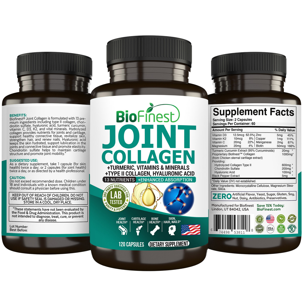 Biofinest Joint Collagen Type 2 Supplement Chondroitin Hyaluronic Acid ...