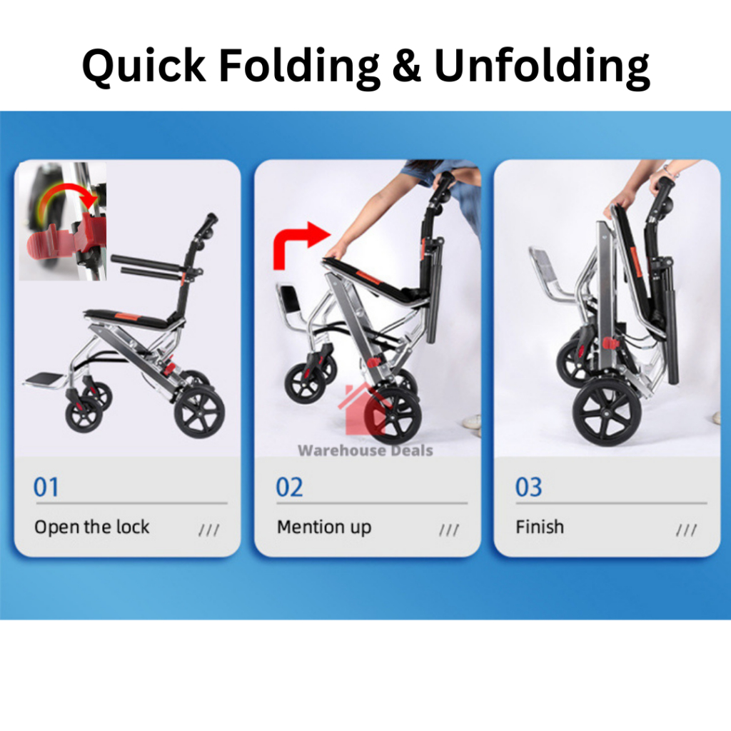 Foldable Lightweight Travel Pushchair Wheelchair Aluminium | Shopee ...
