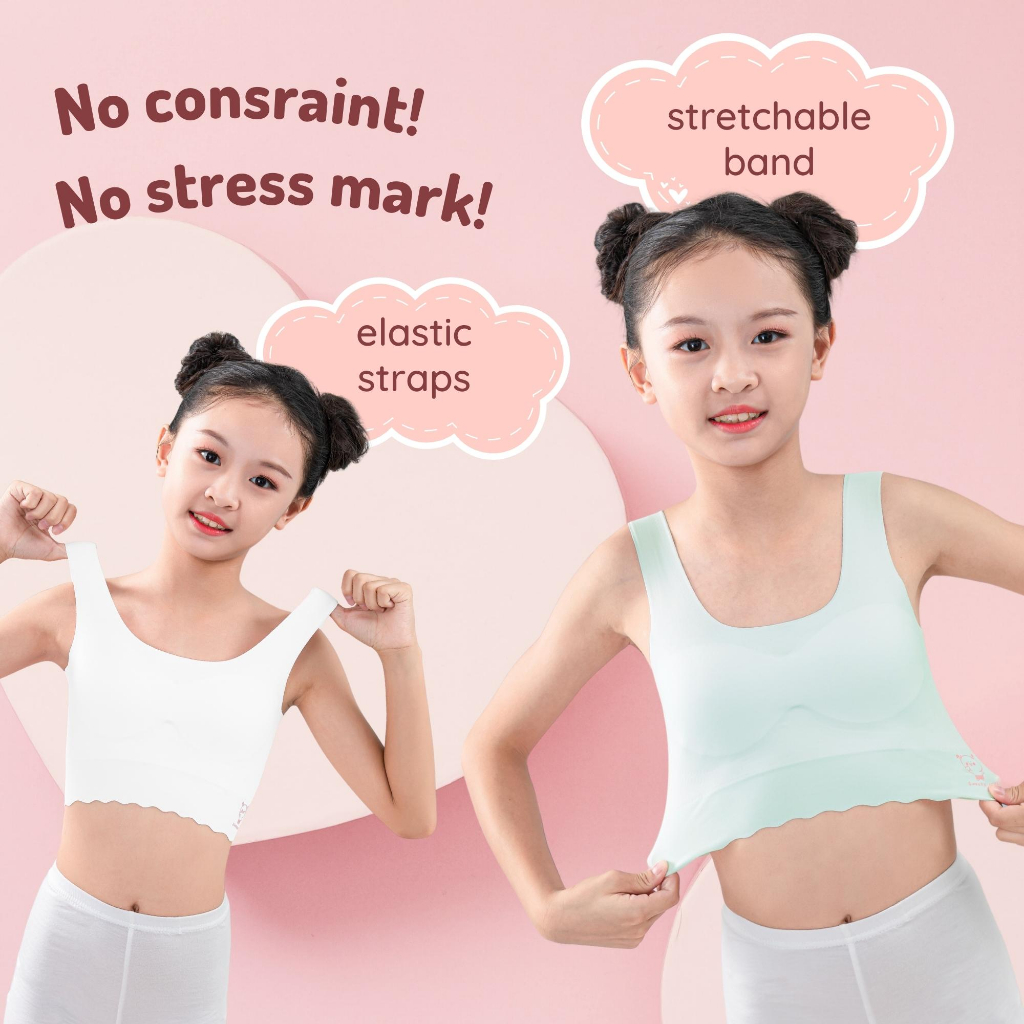 Girls Bra Underwear Wireless Seamless Hookless Teenager Primary School ...