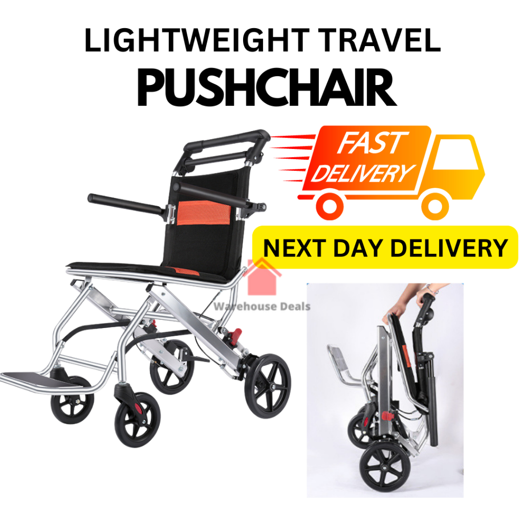 Foldable Lightweight Travel Pushchair Wheelchair Aluminium | Shopee ...