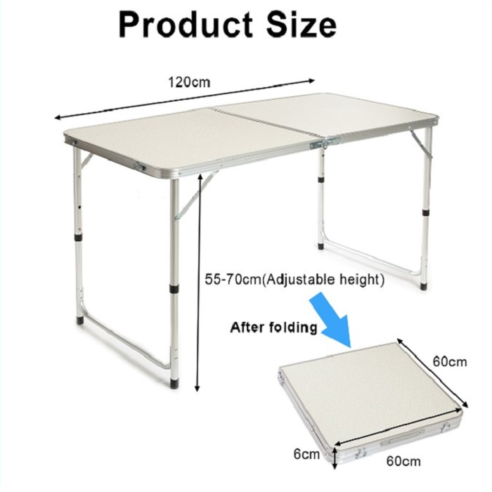120cm x 60cm Foldable & Portable Aluminium Table * Adjustable Height ...