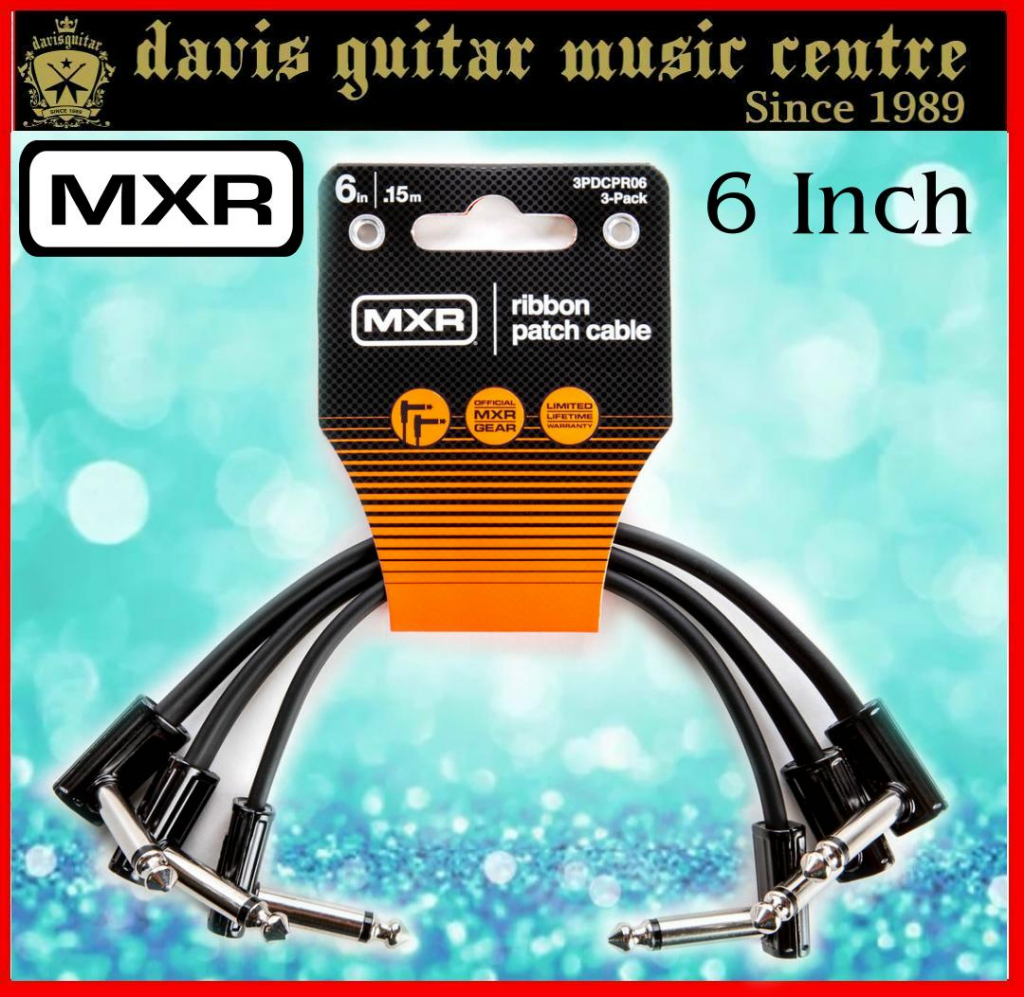 MXR Guitar Patch Cable 3PDCPR06 Ribbon (3pcs) for effect pedals connection angle to angle 6 inch ...