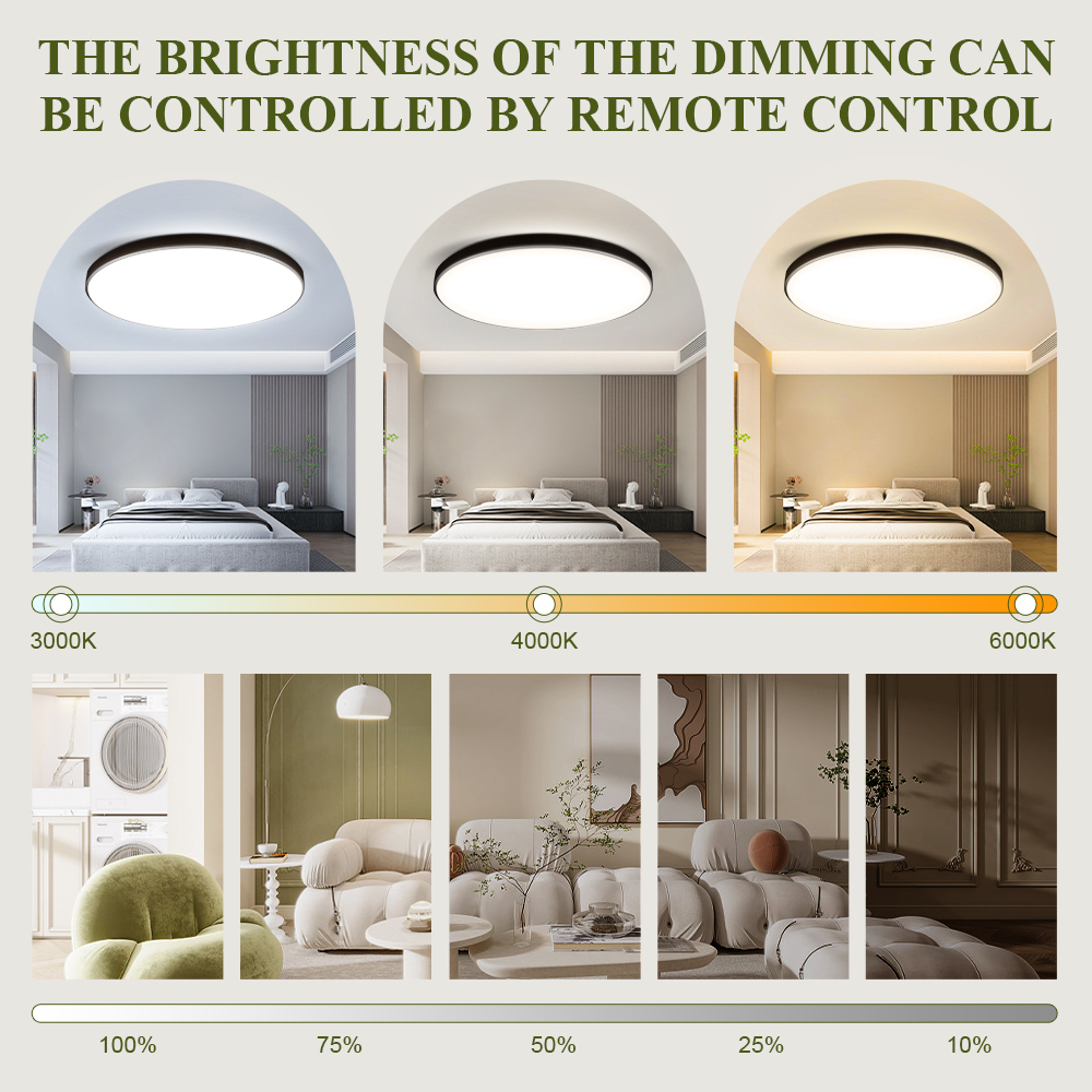 Remote Control Led Ceiling Light Dimmable Lamp 30W 36W 40W 60W 3 colors ...