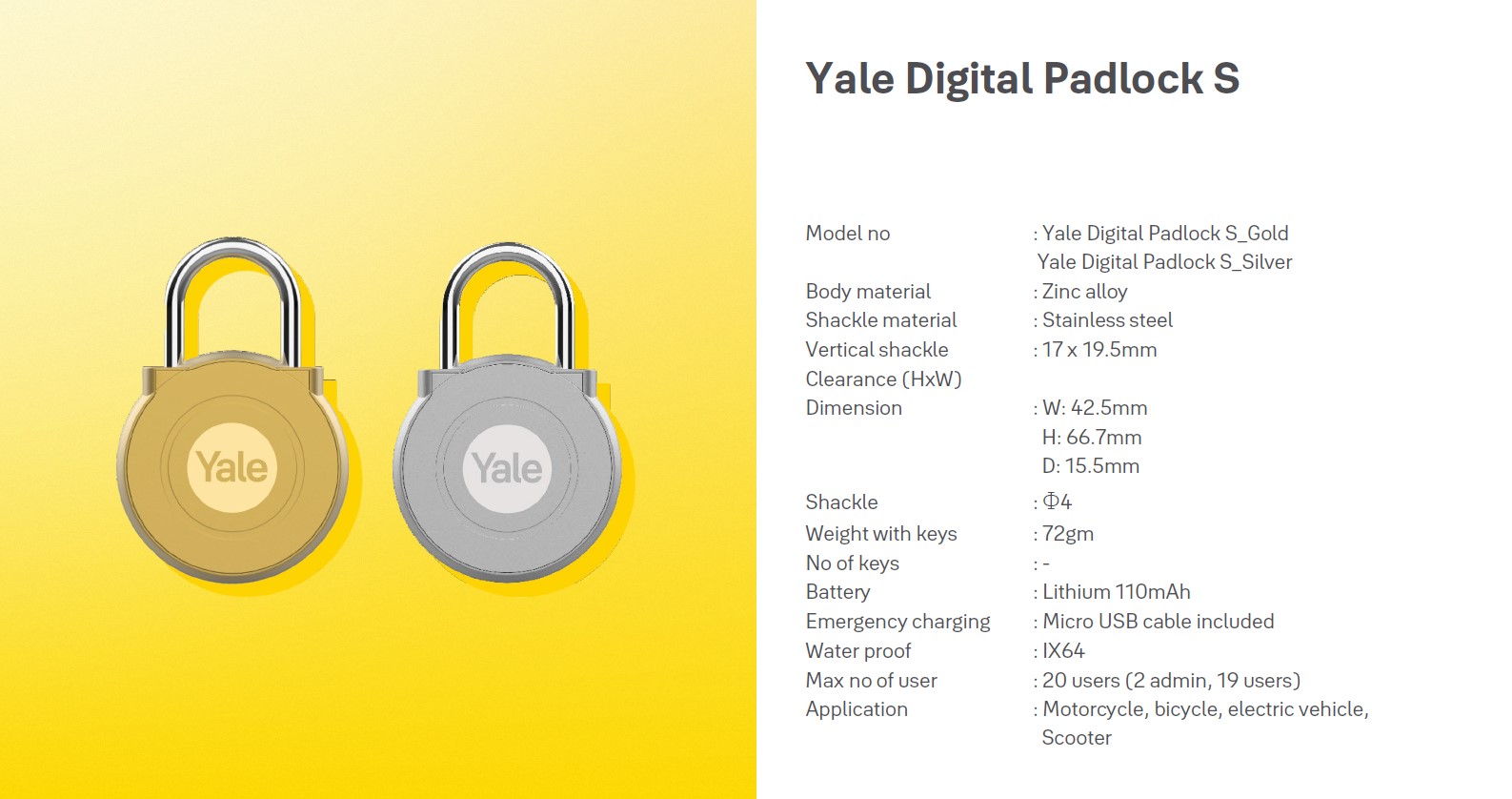 Yale Digital Padlock S (Gold and Silver) | Shopee Singapore