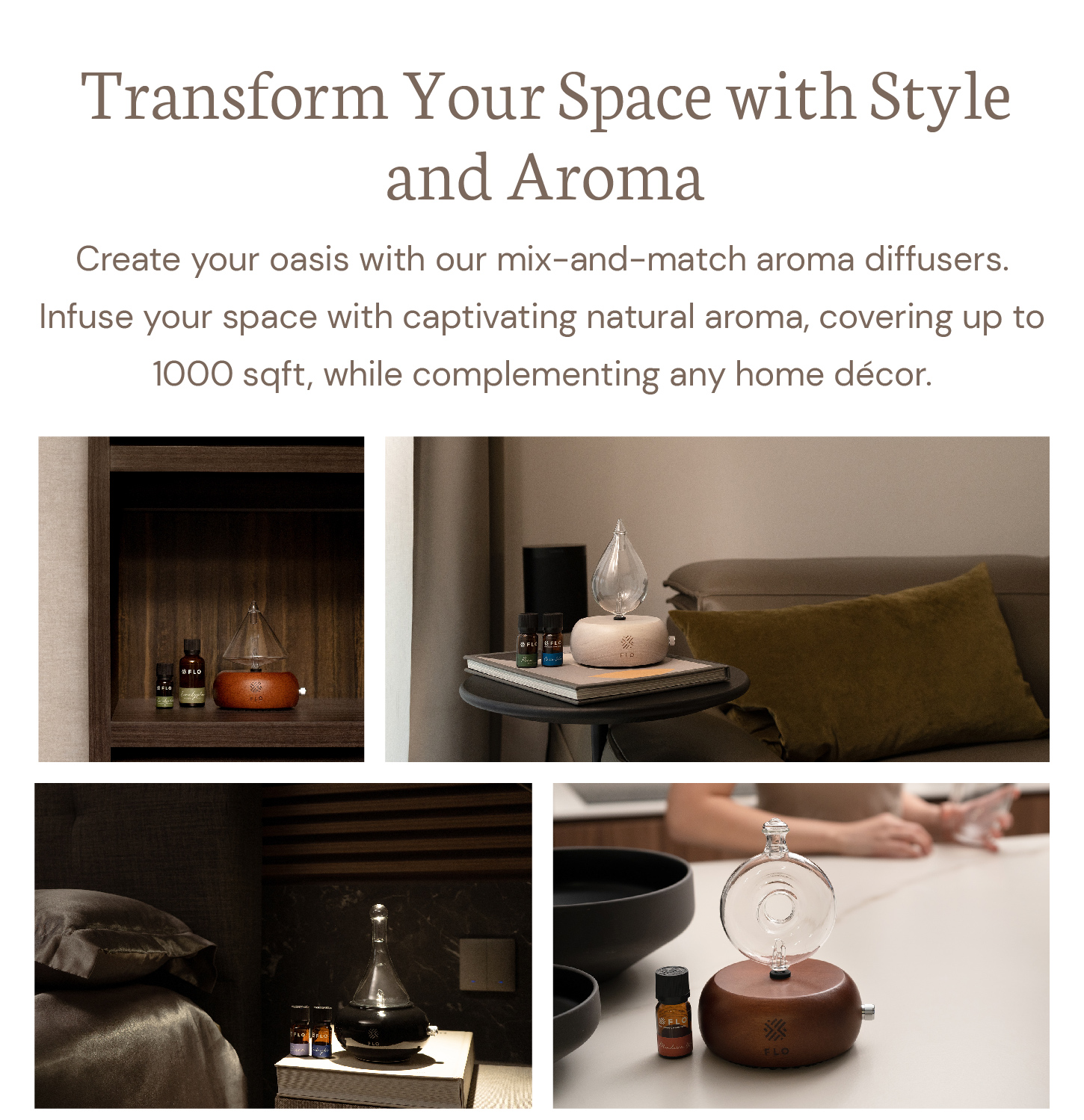 FLO Diffuser Home - Aroma Nebulising Essential Oil Diffuser - Waterless ...