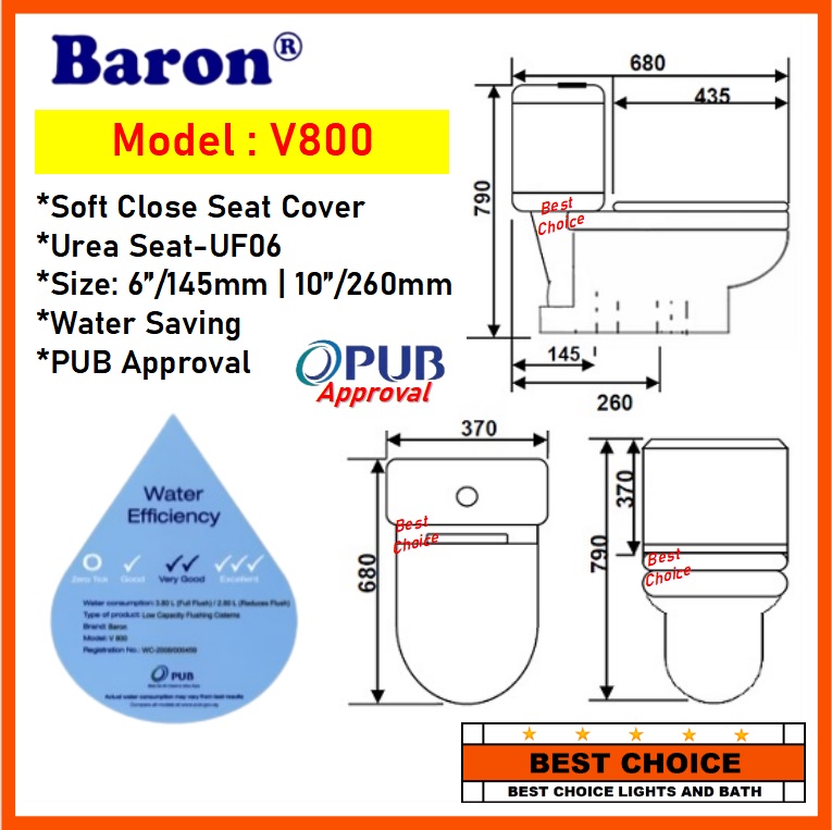 [CDC SG60] V800 Baron Toilet Bowl Soft Closing Seat Cover | Shopee ...