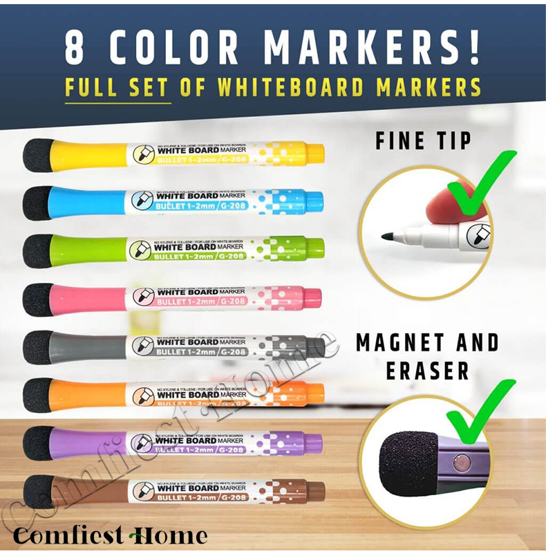 [SG Stock]12/8pcs Erasable Magnetic Whiteboard Markers Pen With Eraser ...
