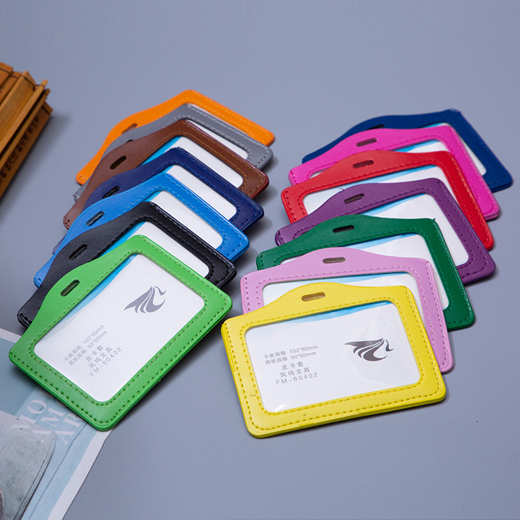 PU Card Holder for ID Badge IC Card Name Tag Card Case Vertical ...