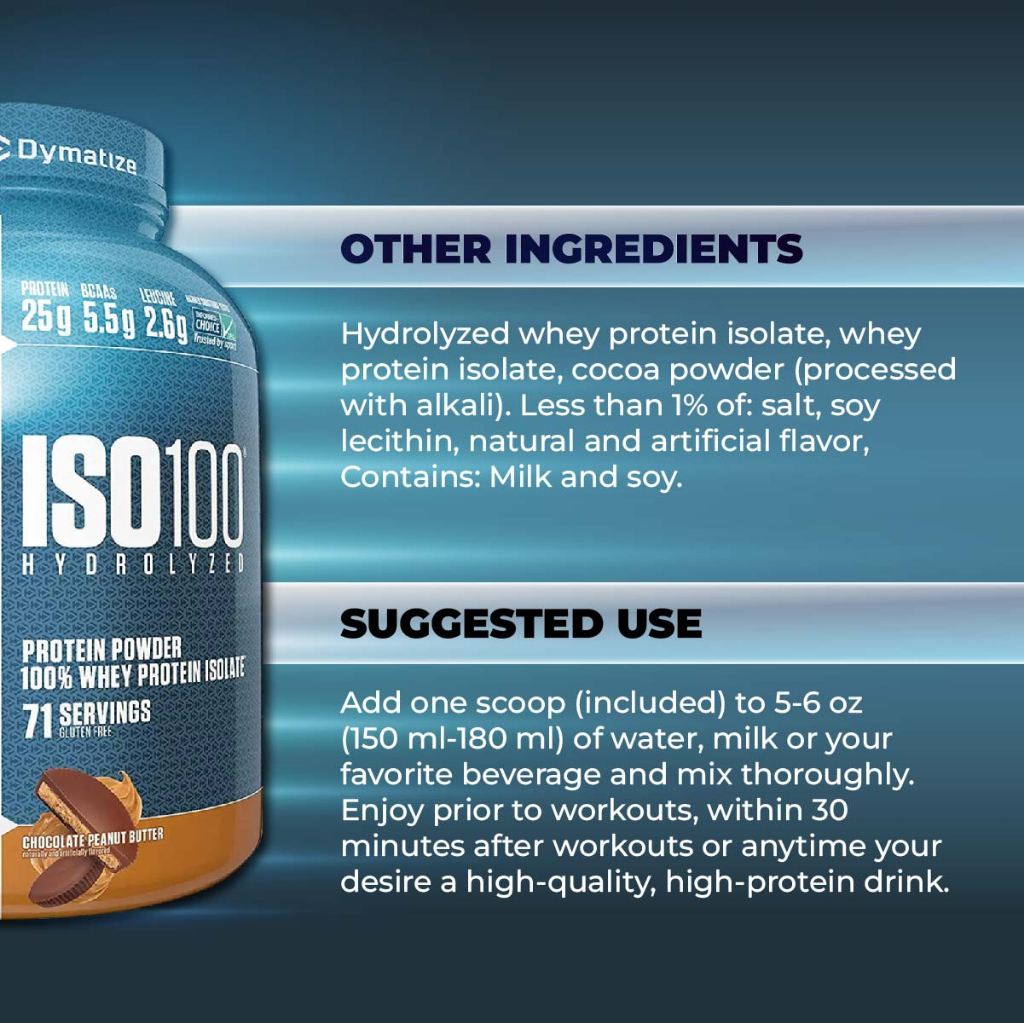 Dymatize, ISO 100 Hydrolyzed, Whey Isolate Protein Powder, Muscle ...
