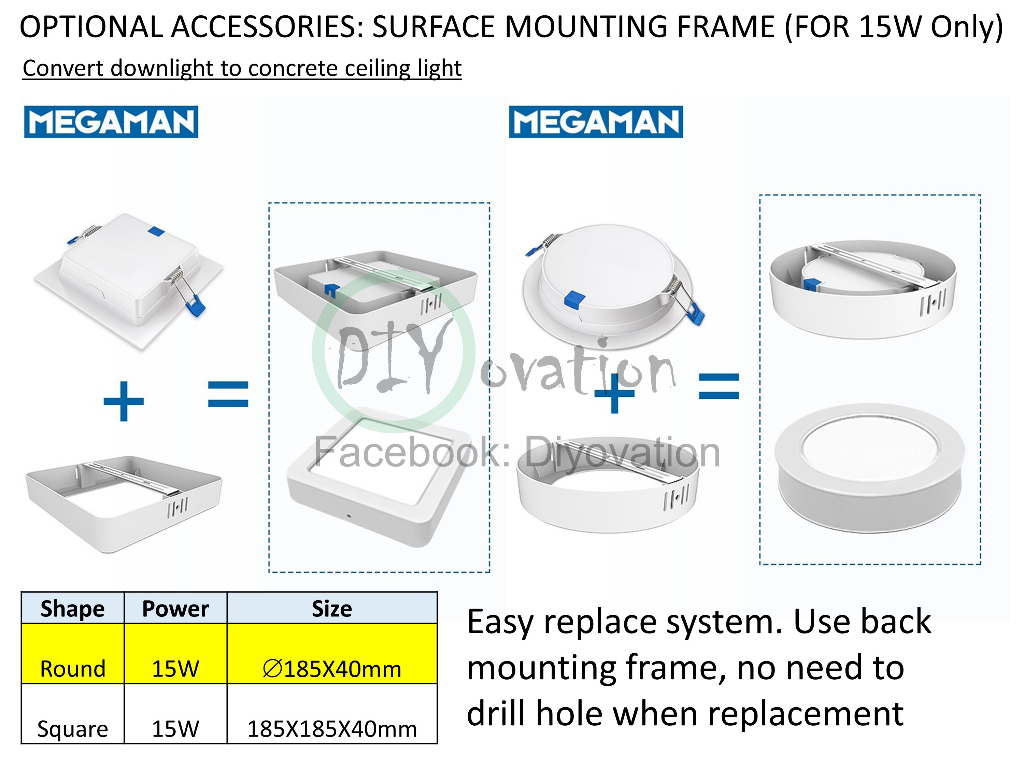[3 TONE] Megaman 3 Color LED Downlight with last color memory/ False ...