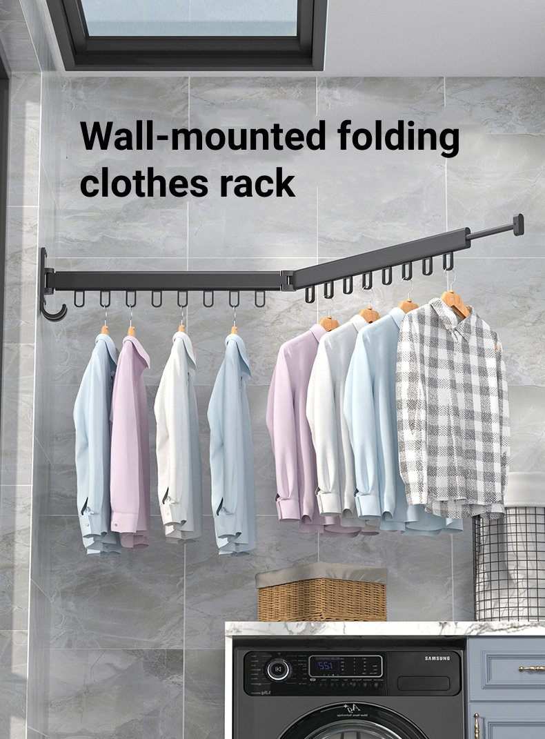 Maxvaluesg® Retractable Clothes Hanger Aluminum Drying Rack Punch/No ...
