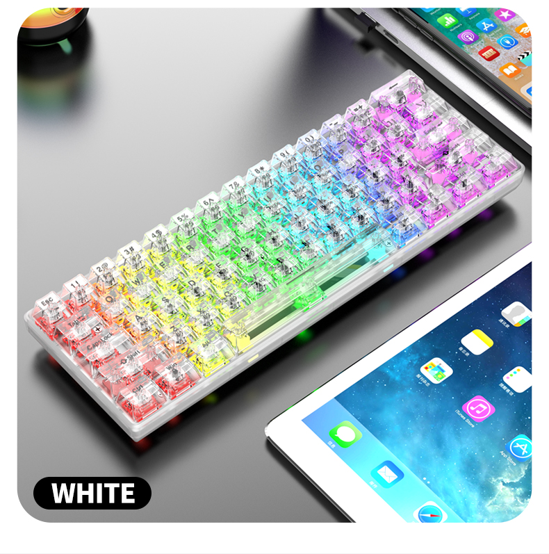 Transparent Wireless Keyboard Bluetooth Mechanical 61 Keys Keyboard for ...