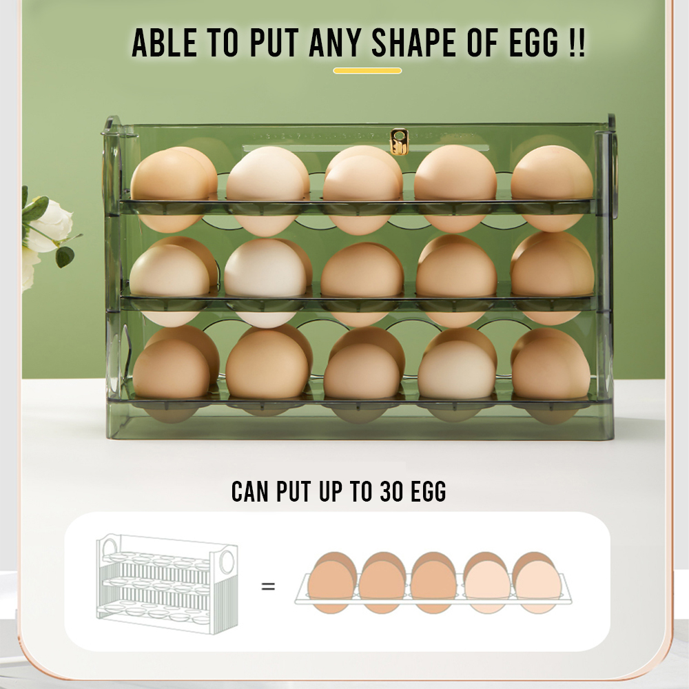 ⚡️Local Seller⚡️ 3 Tier Egg Storage Box Kitchen Refrigerator Egg box ...