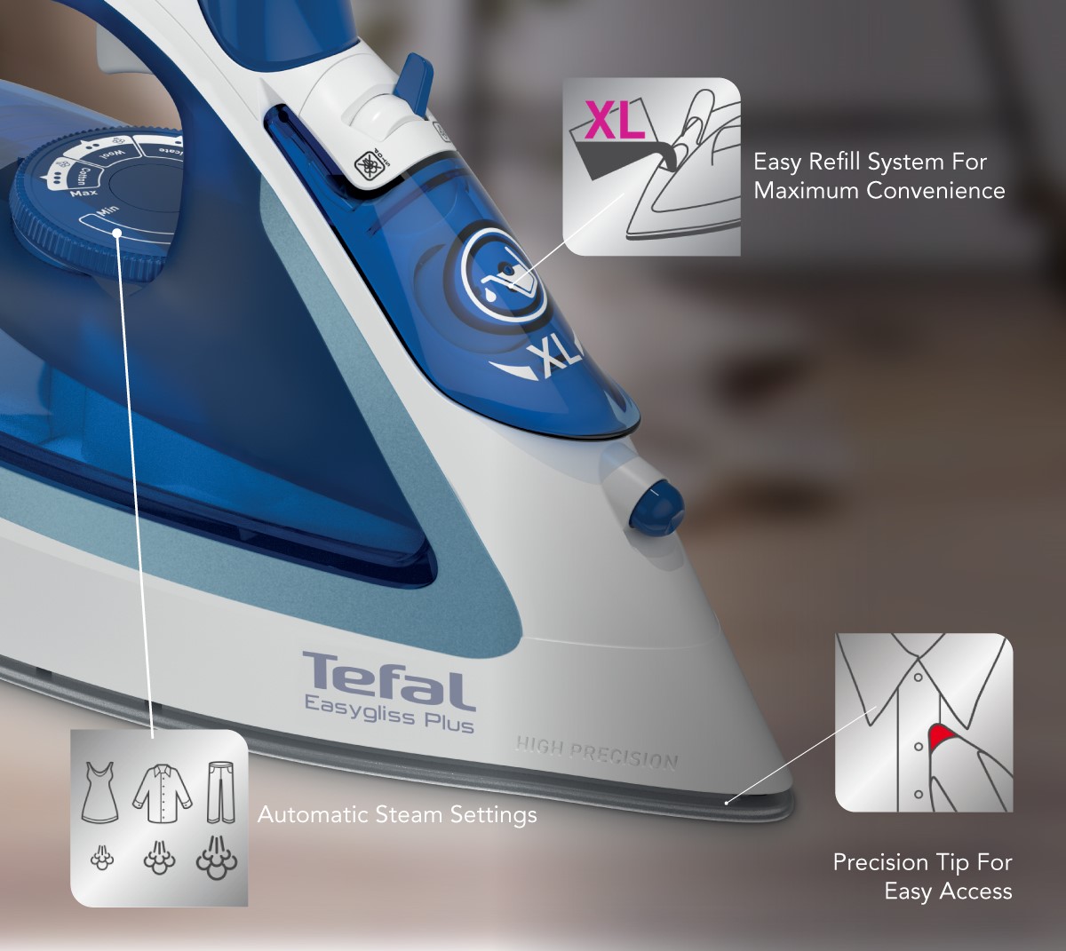Tefal Durilium Airglide Technology Easygliss Steam Iron 270ml 2400W ...