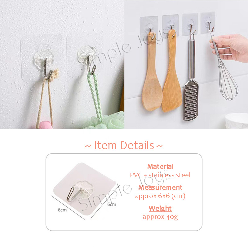 [10 pieces] Strong Wall Self Adhesive Sticker Hook No Drill | Shopee ...