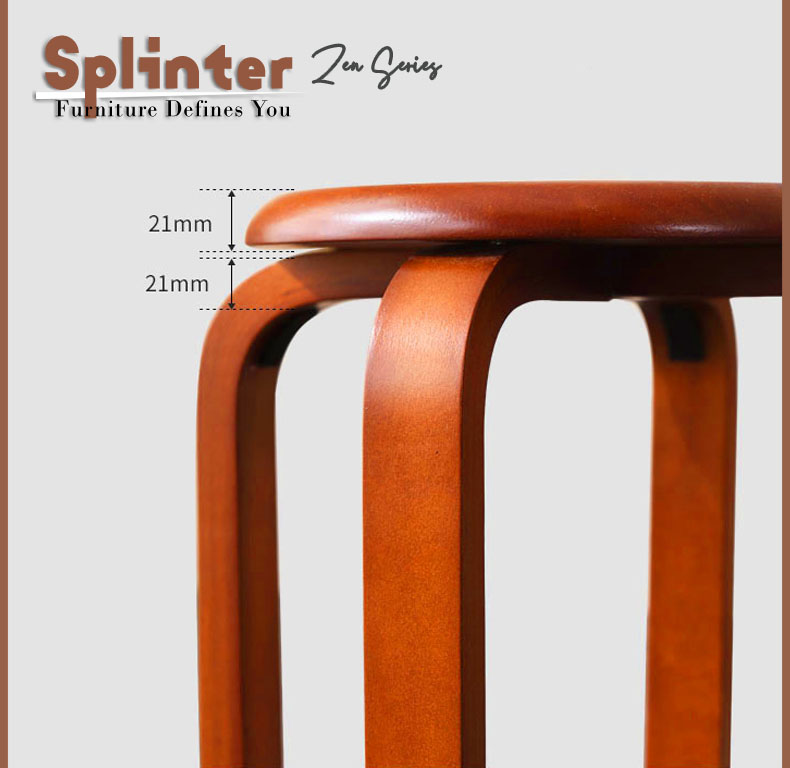 Splinter Wooden Dining Stool Chair Stackable Solid Wood Living Room ...