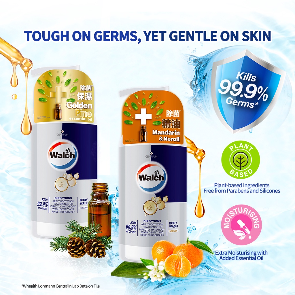 Walch Anti-bacterial w/ Essential Oil Body Wash 900ml x 3 Bottles ...