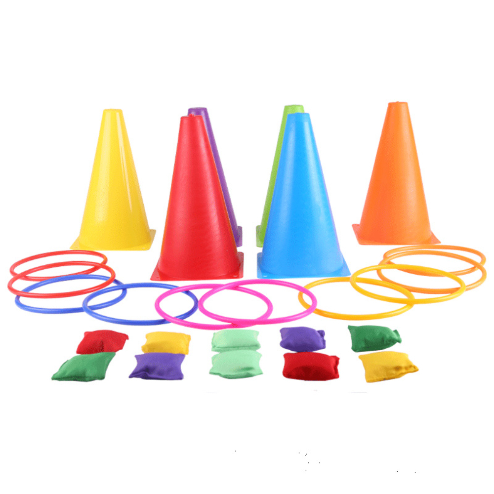 3 in 1 Carnival Outdoor Games Combo Set for Kids Soft Plastic Cones ...