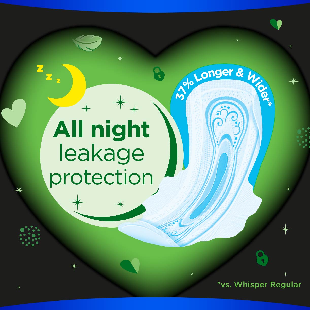 WHISPER Ultra Clean Sanitary Napkins with Wings for Heavy Day or Night ...