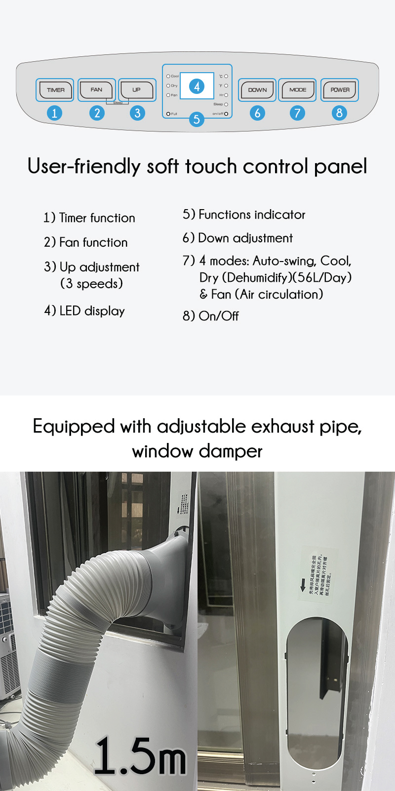iFan 3IN1 Portable Aircon 10K-14KBTU Portable Air Conditioner, Air ...