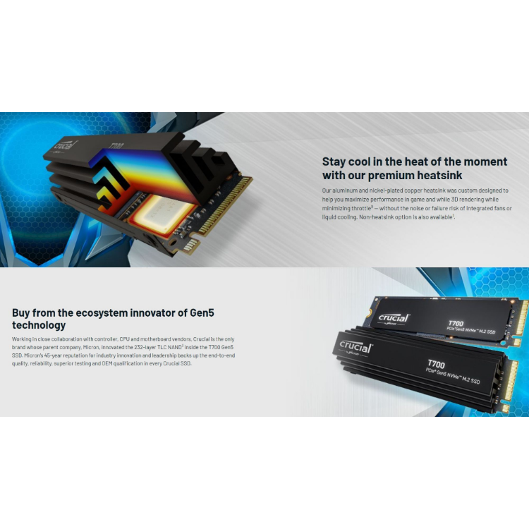 Crucial T700 T 700 t700 1TB / 2TB / 4TB PCIe Gen5 NVMe M.2 SSD with ...