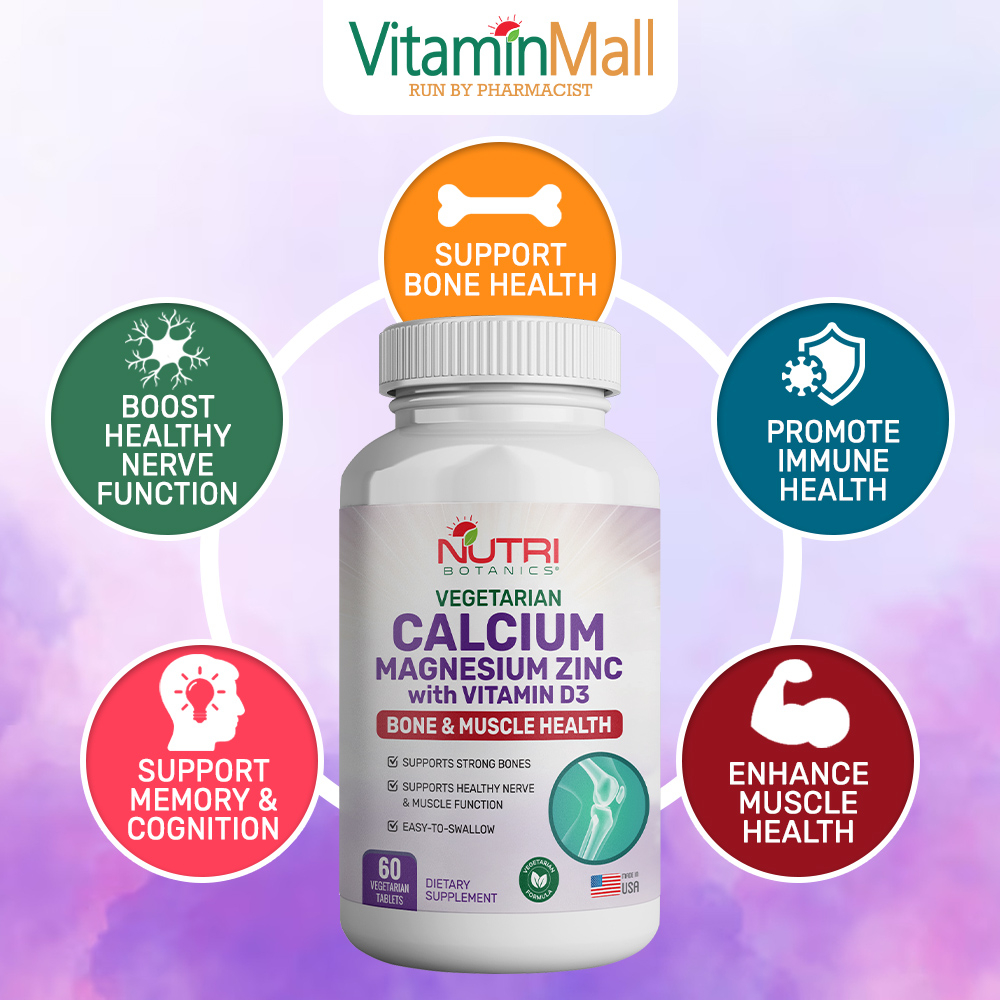 [BUNDLE OF 3 x 60's] Nutri Botanics Calcium Magnesium Zinc Vitamin D3 ...