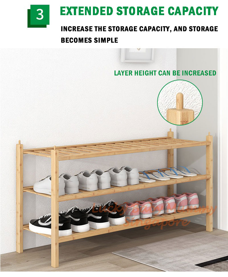 Stackable Bamboo Shoe Rack, Waterproof Strong Durable Bamboo Shoe Rack ...