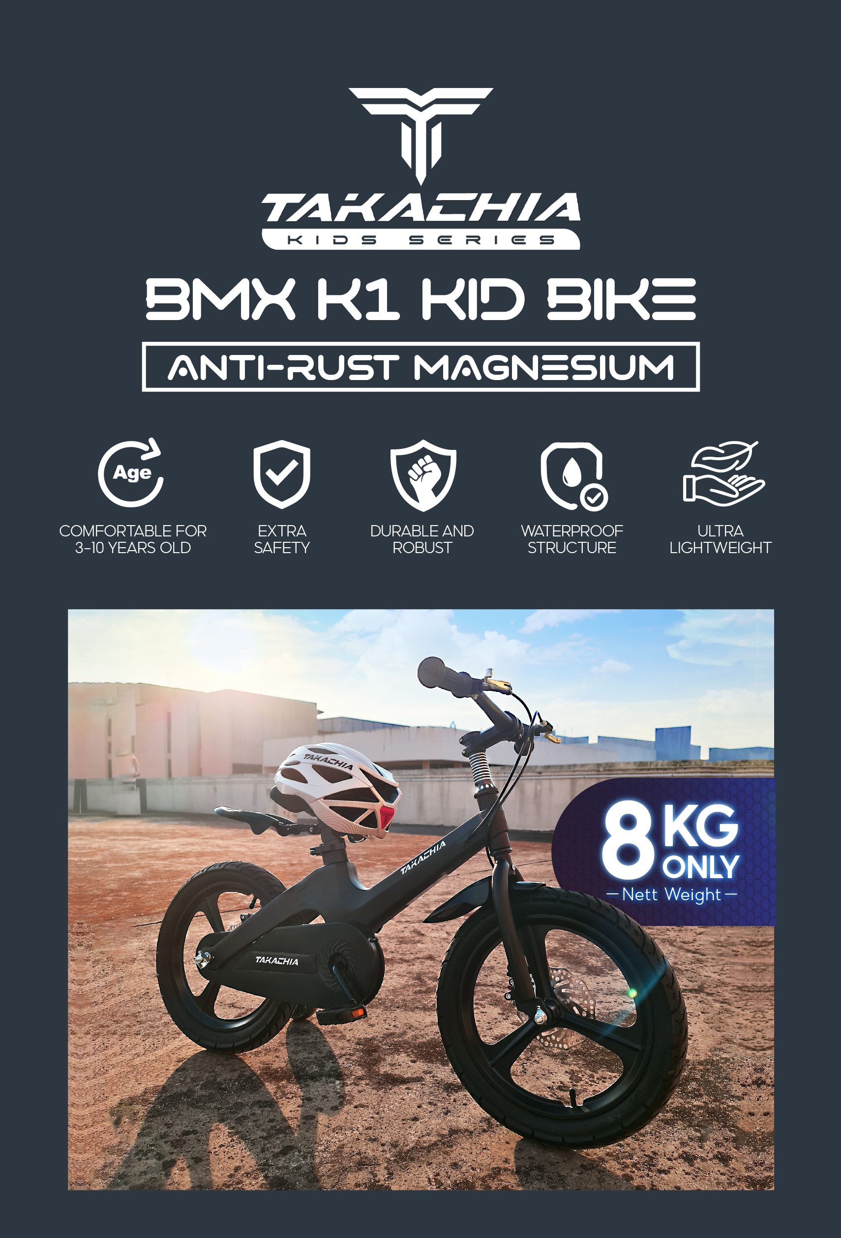 🇸🇬 TAKACHIA® K1 BMX 14in 16in 18in Anti Rust 8kg Kid Bicycle Magnesium ...