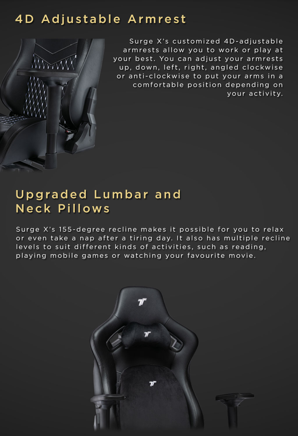 TTRacing Surge X Gaming Chair Ergonomic Home Office Chair Computer ...