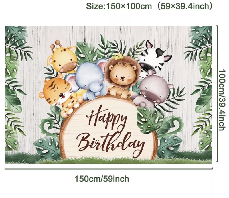 [SG Seller] 150x100cm Jungle Safari C Animal Zoo Jeep Backdrop Happy ...