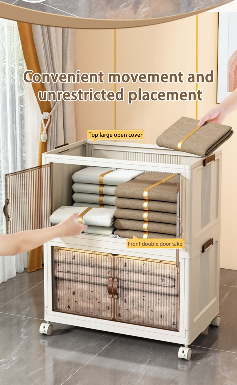 【SG Stock】Folding Storage Box Cupboards Cabinets Transparent Double ...