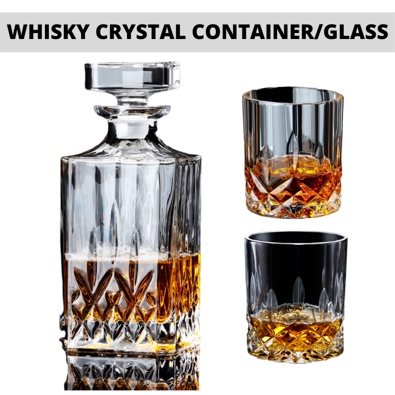 Whisky Crystal Glass Container, Whiskey Glass for Bourbon Cognac Brandy ...