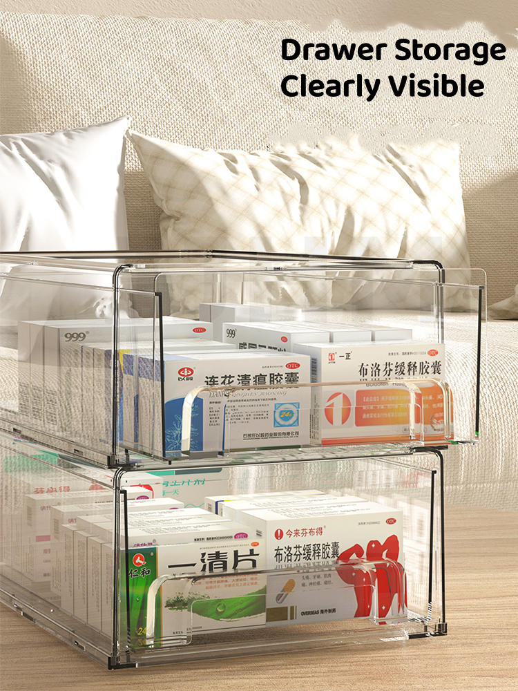Premium Acrylic Medicine box family drawer type large capacity multi ...