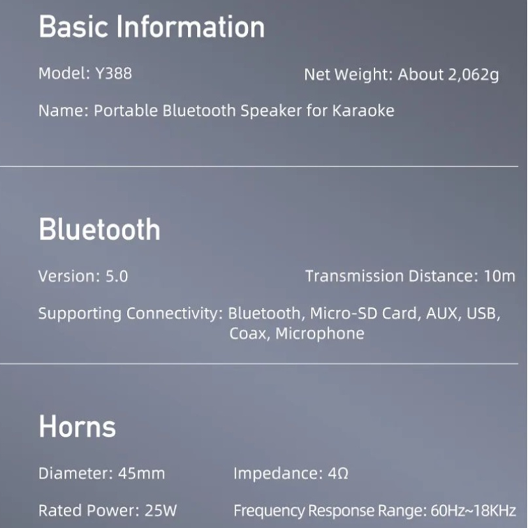 Wireless Bluetooth Speaker Home KTV Karaoke Speaker With 2 Microphone SDRD SD-318 Awei Y388 Y886 ...