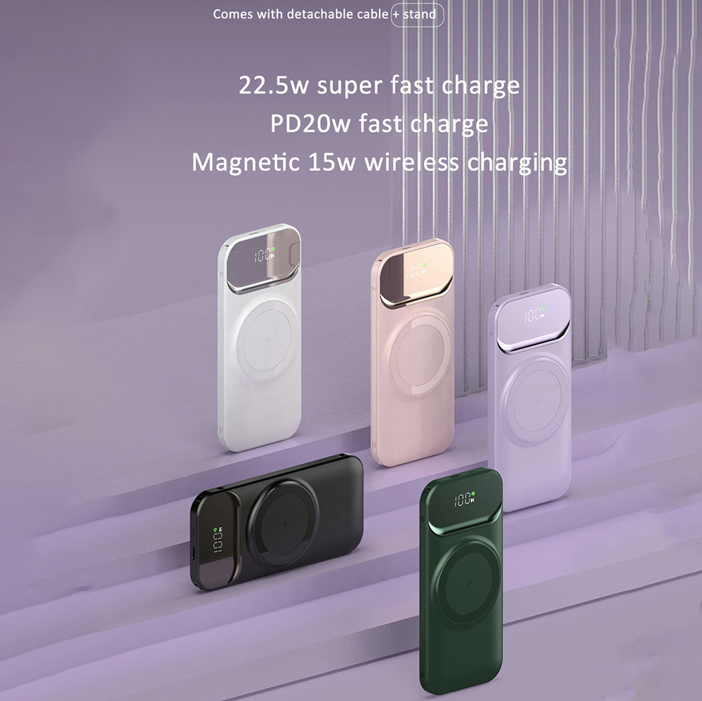 Magnetic Wireless Power Pack 10000mah Built-In Data Line Magnetic ...