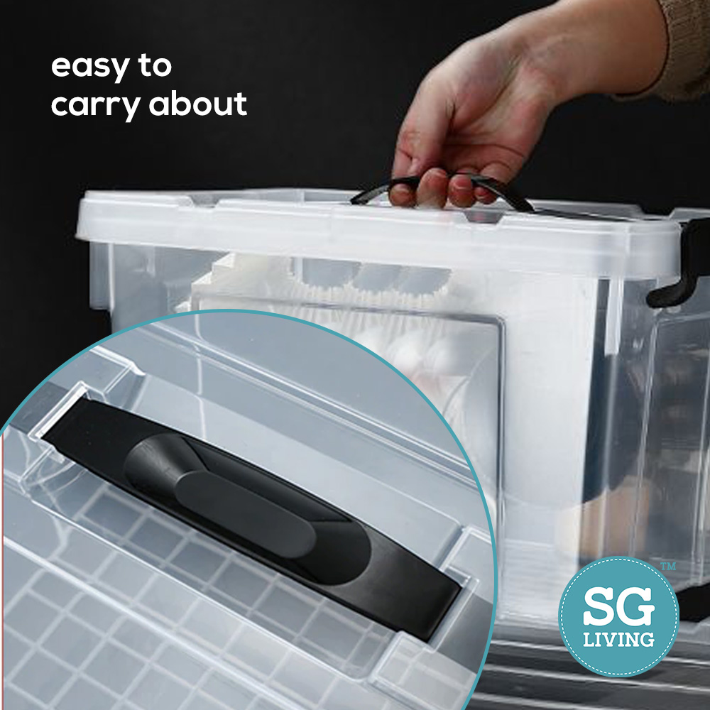 (SG Ready Stock) Reinforced Storage Box with Handle | Transparent | 6 ...