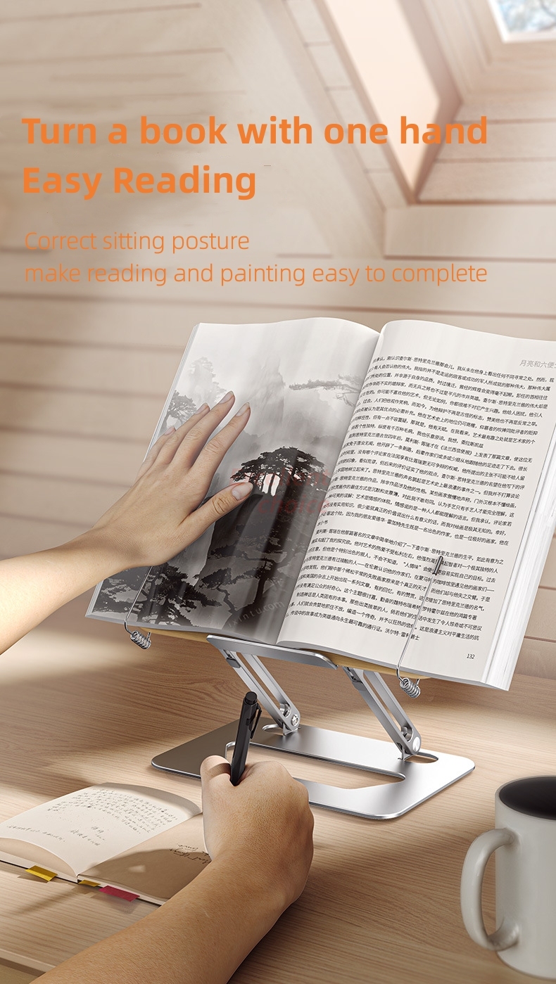 🇸🇬 Aluminum Book Stand Laptop Stand Ergonomic Reading Stand Foldable ...