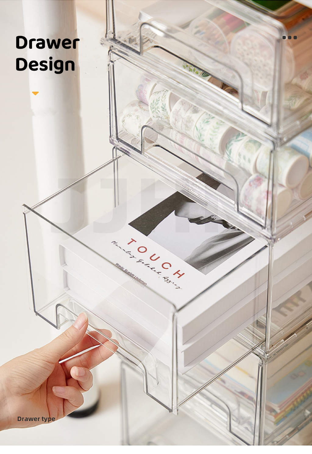 Premium Acrylic Stackable Drawer Organizer Storage Box Clear Stationery ...
