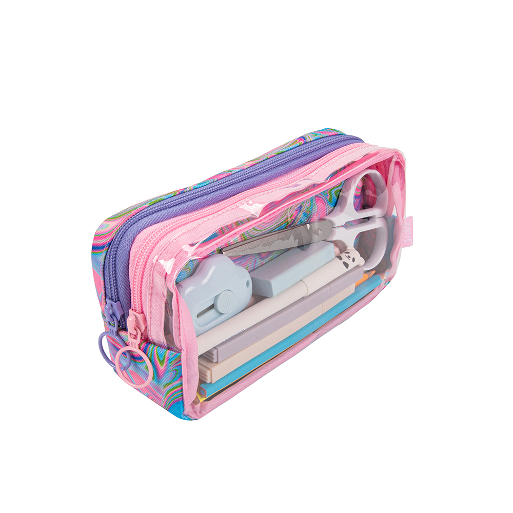 ZIPIT Half & Half Pencil Case For All Ages Double Large Compartment ...