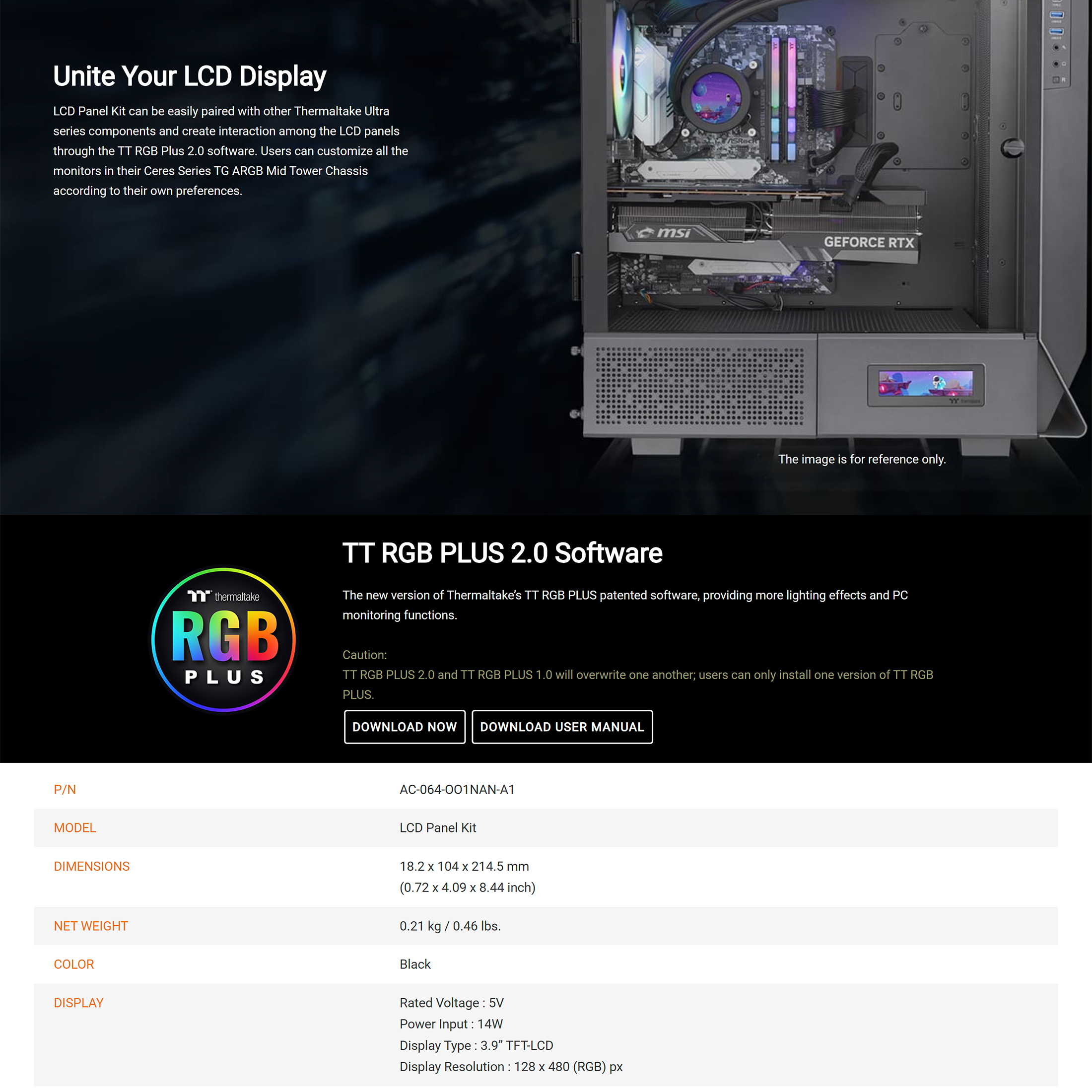 Thermaltake LCD Panel Kit for Ceres 300/500 (3.9'' LCD Display ...