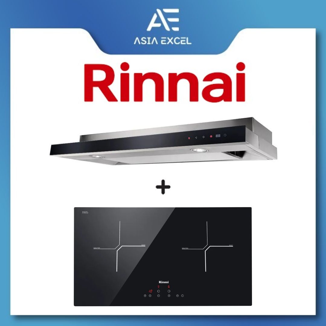 Rinnai RH-S309-GBR-T Slimline Hood With Touch Control + RINNAI RB-7012H-CB 2 ZONE INDUCTION HOB ...