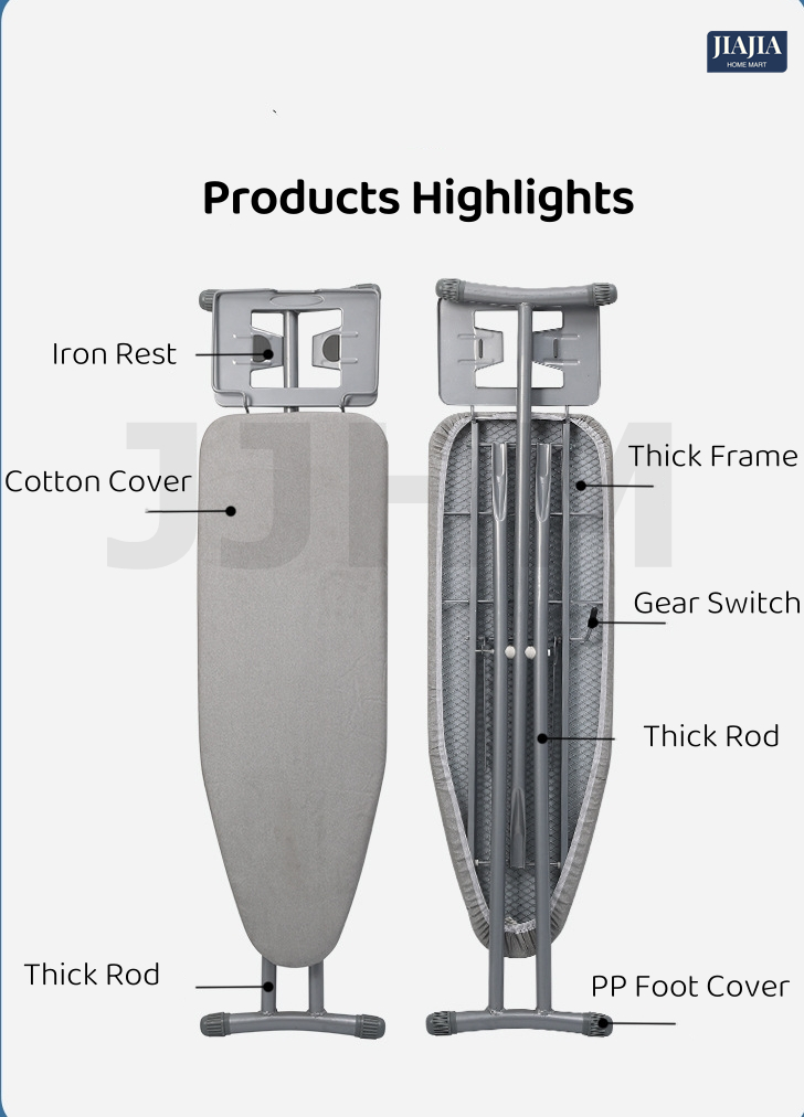 SG Foldable Standing Iron Board Premium Cotton Cover with Adjustable ...