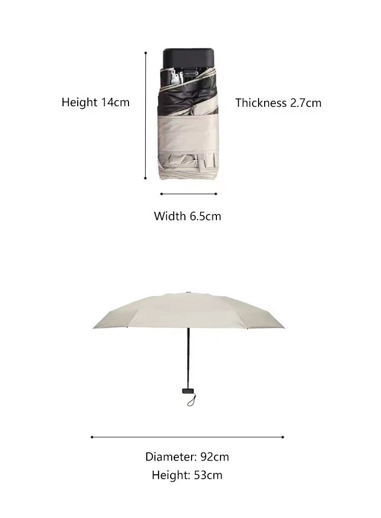 (SG Seller)Parachase14cm 6 Fold Mini Pocket Umbrella Sun Rain 195g Mini ...