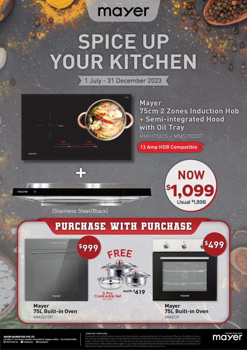 MAYER *FREE 5PC COOKWARE SET* MMIH752CS + MMSI903OT 75CM 2 ZONE ...