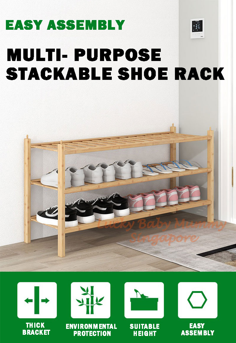 Stackable Bamboo Shoe Rack, Waterproof Strong Durable Bamboo Shoe Rack ...