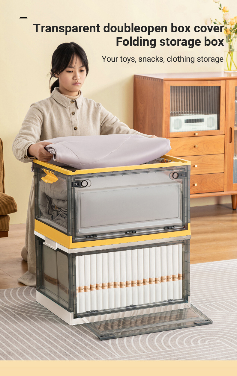 【TOP ONE】Collapsible transparent storage bins Stackable clothing ...