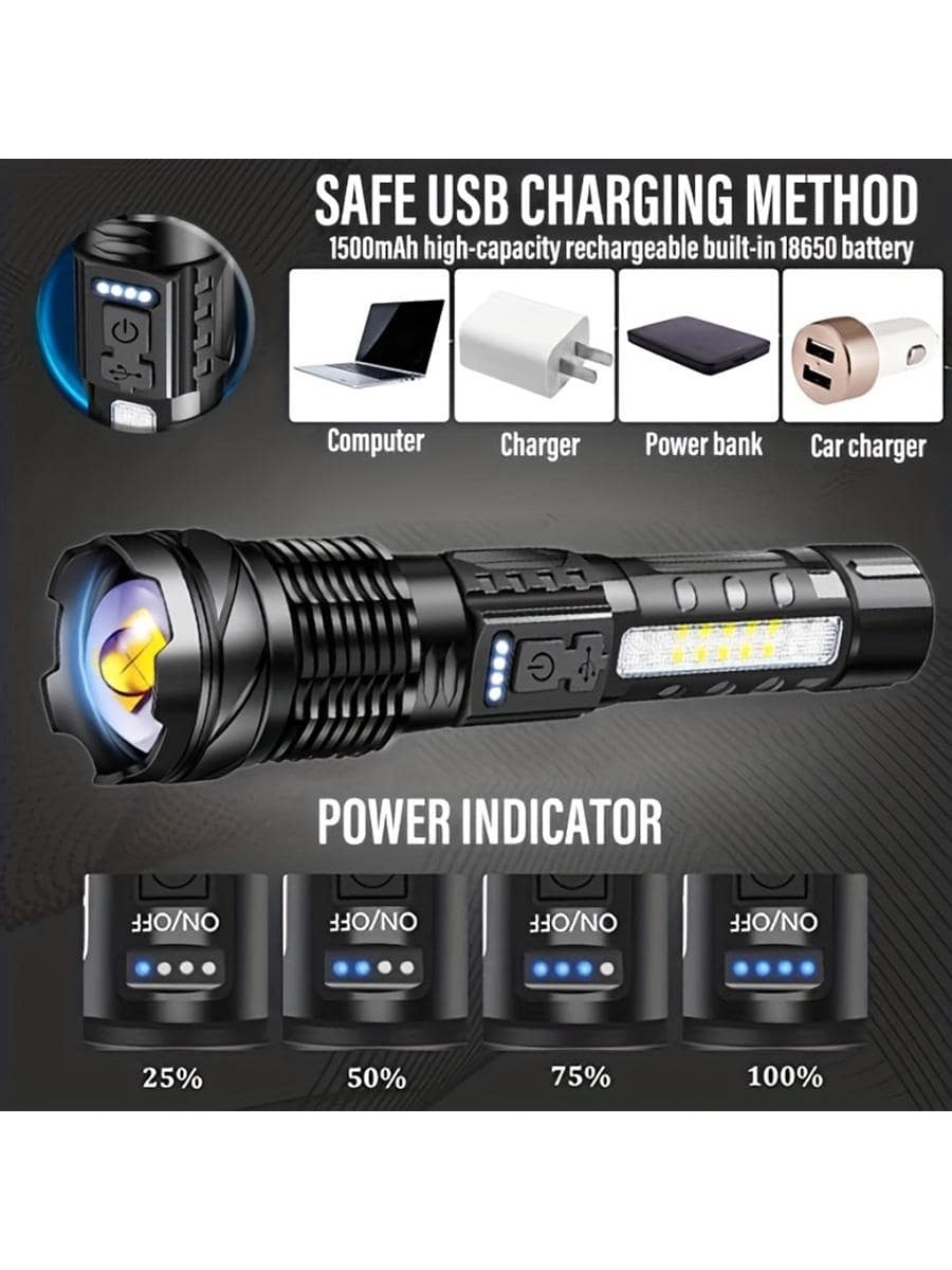 3000W Torchlight ultra bright USB Super Bright Flashlight Tactical ...