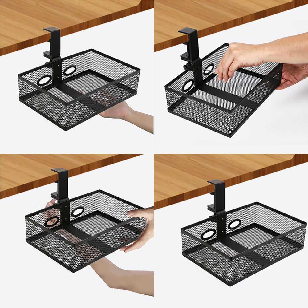 [VISIONSWIPE™] Rotatable Under Desk Basket Clamp / Storage ...